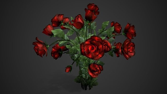 3D model Rose flowers bush red dark LOD VR / AR / low-poly | CGTrader