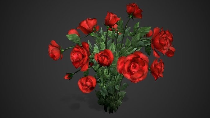 3D model Rose flowers bush red LOD VR / AR / low-poly | CGTrader