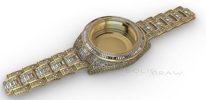 WATCH CROWNED DIAMONDS Sky 3D print model 41mm 3D model 3D printable ...