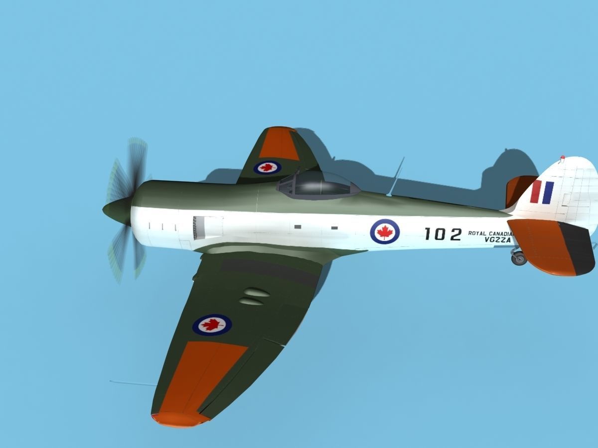 Hawker Sea Fury V15 RCAF 3D model animated rigged | CGTrader