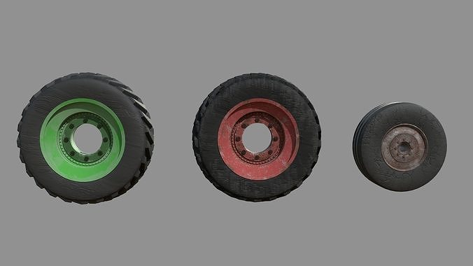 Tractor wheels are old and working 3D model | CGTrader