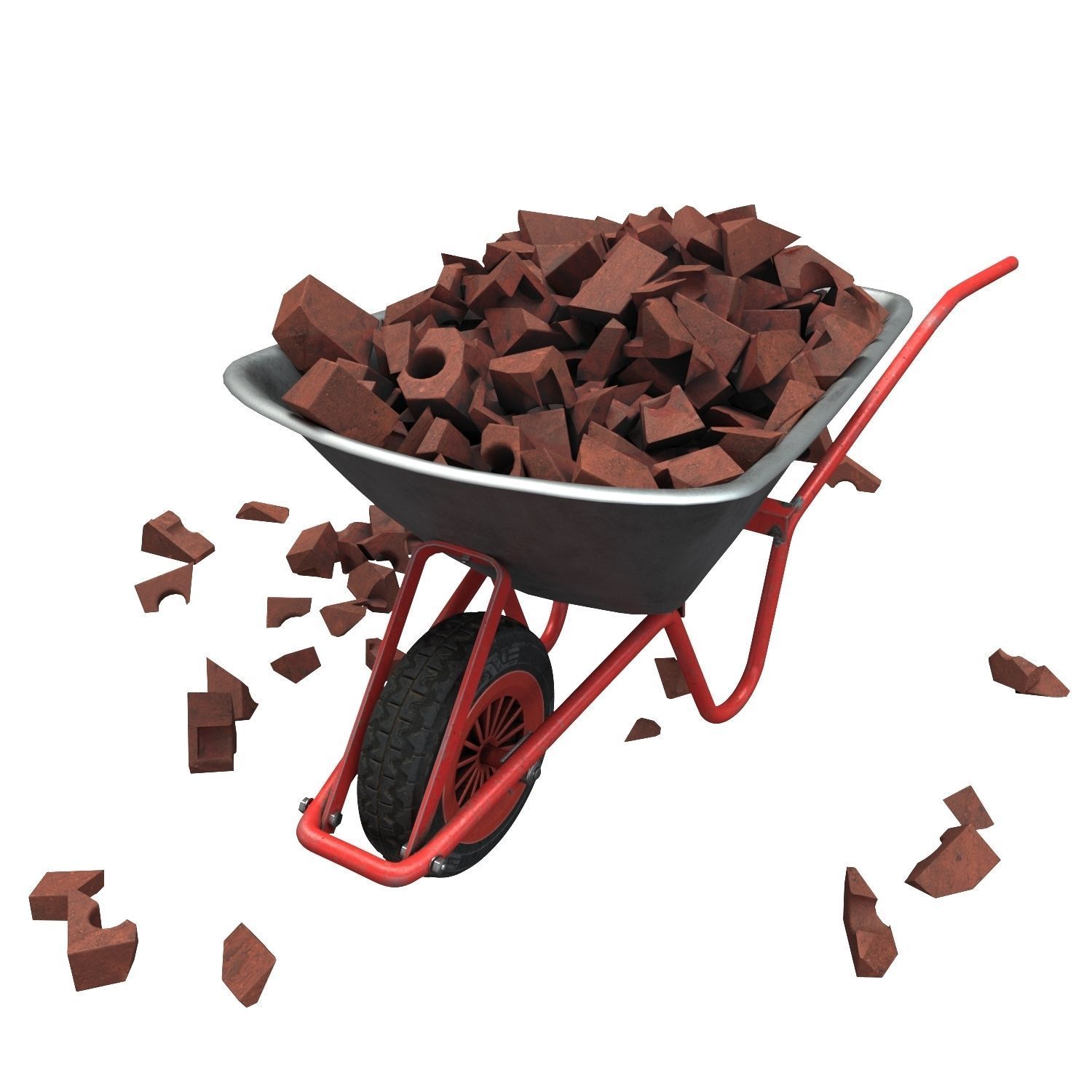 Wheelbarrow loaded 3D model | CGTrader