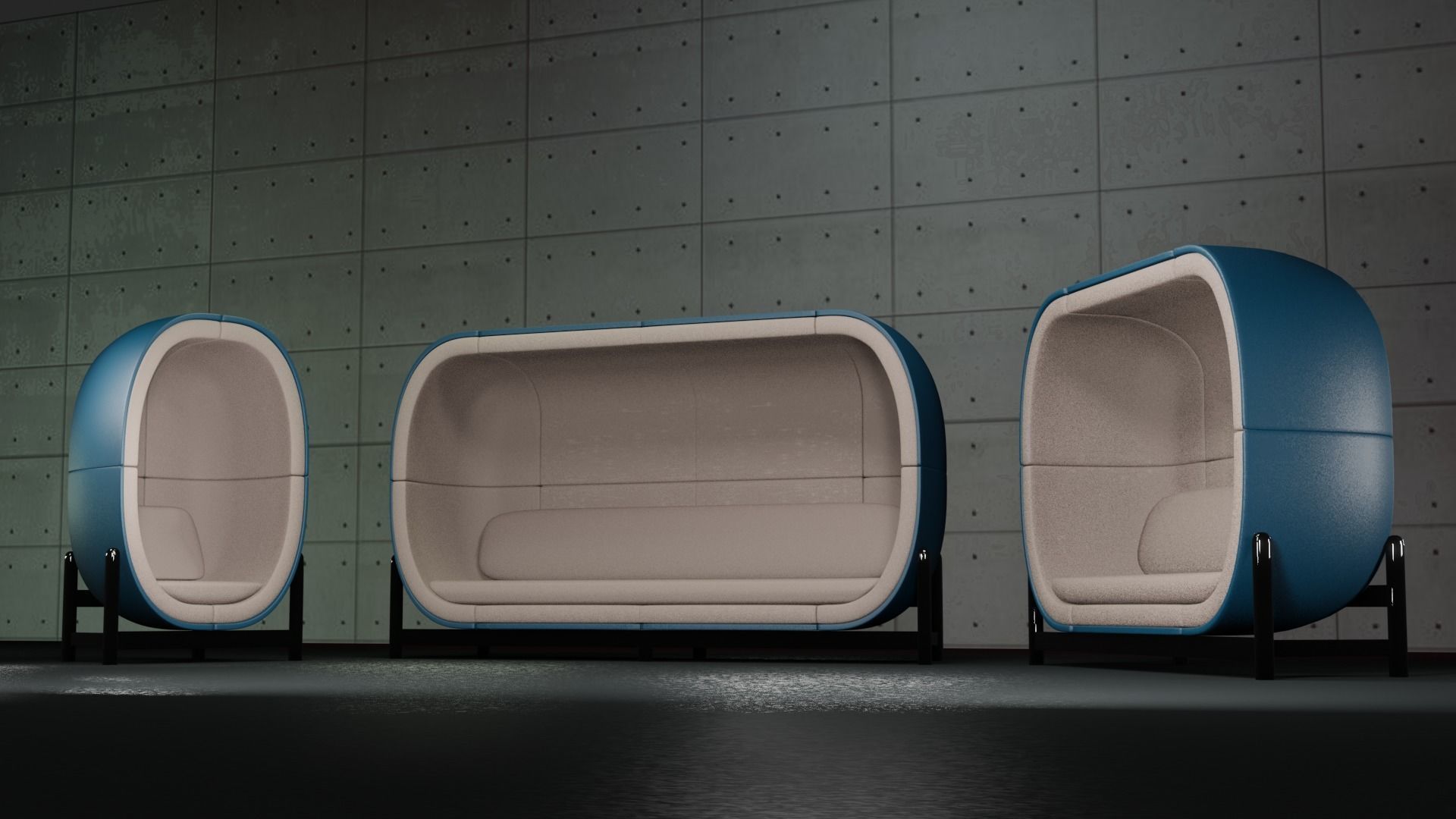 Capsule Office Pod Set free 3D model | CGTrader