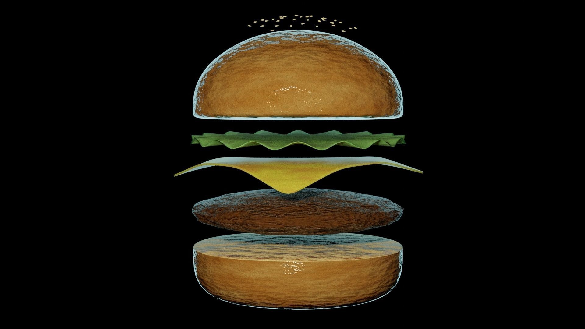 Cheeseburger hamburger with cheese and lettuce 3D model | CGTrader