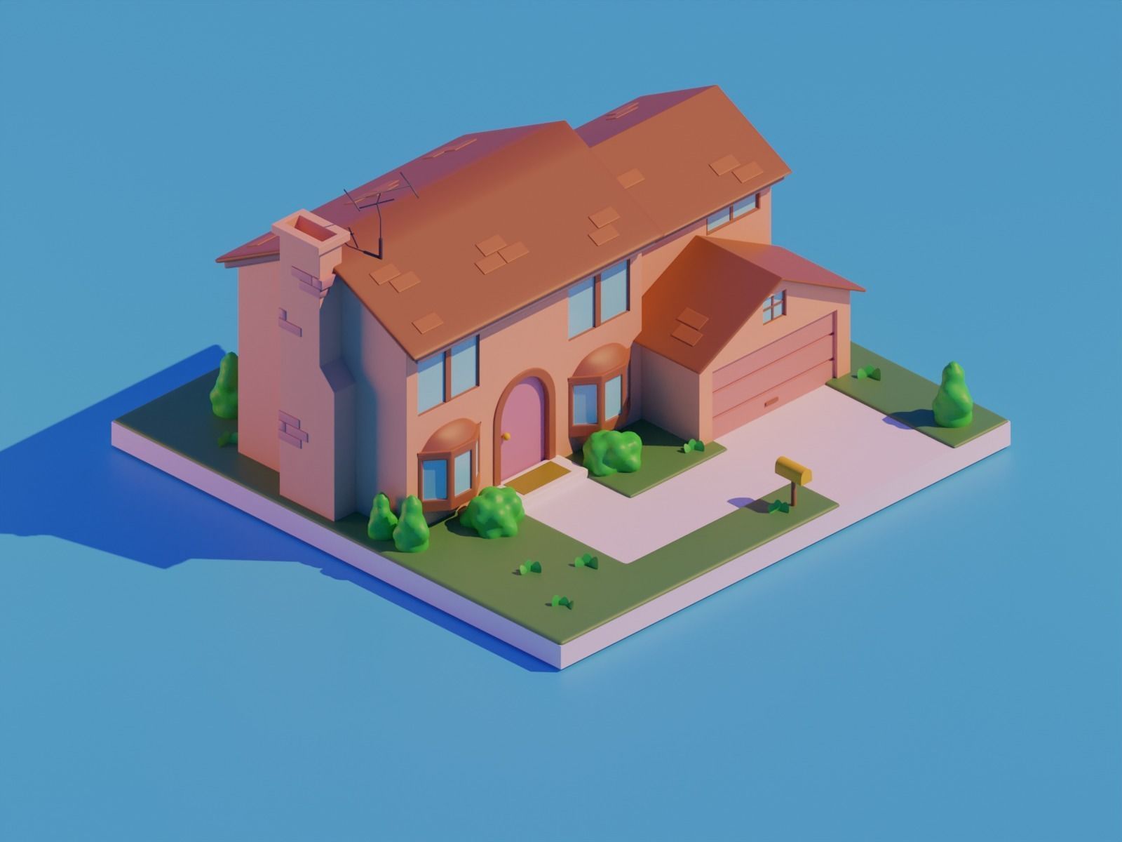 3D model Simpsons House 3D Model VR / AR / low-poly OBJ FBX BLEND