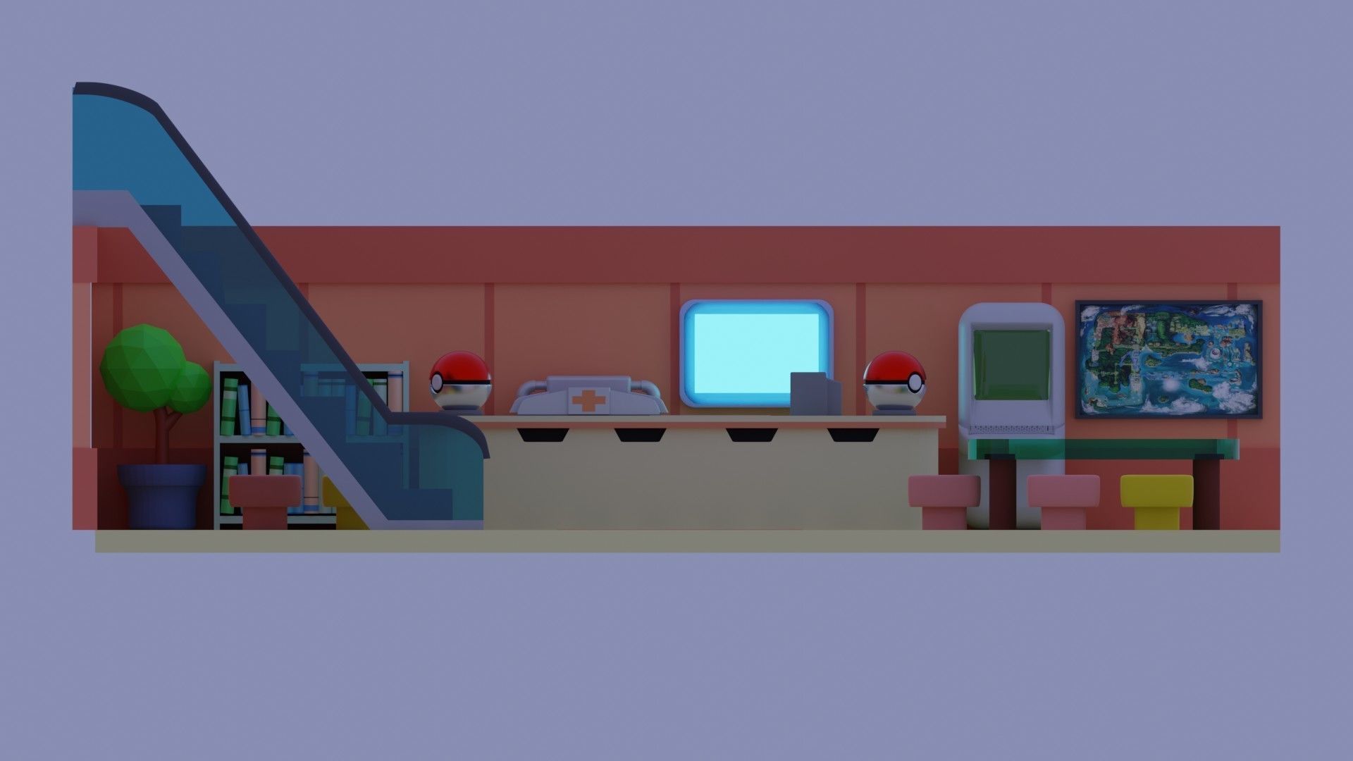 pokemon center emerald remake free VR / AR / low-poly 3D model | CGTrader