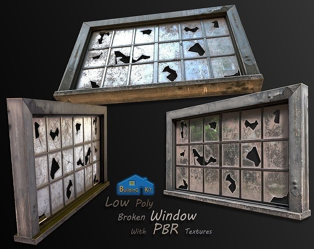 3D model broken window - modular VR / AR / low-poly | CGTrader