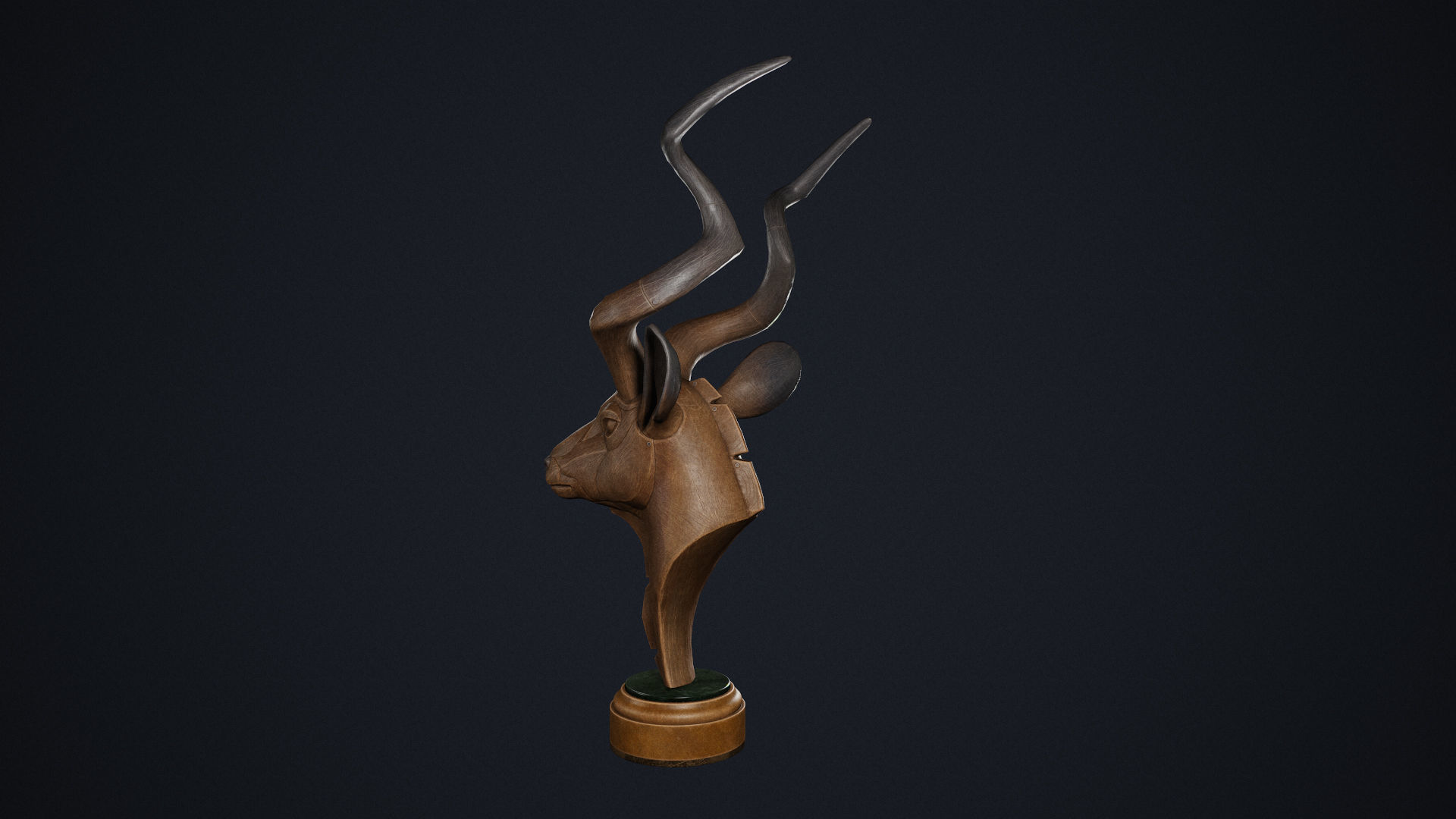3D model Wooden Greater Kudu Statue VR / AR / low-poly | CGTrader