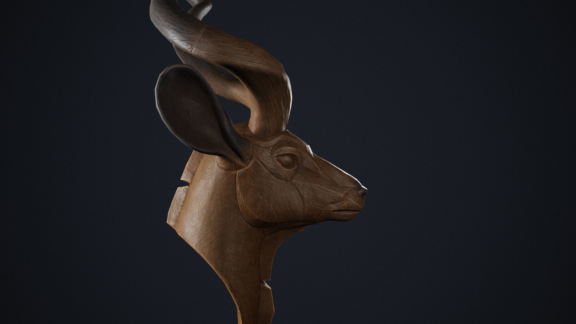 3D model Wooden Greater Kudu Statue VR / AR / low-poly | CGTrader