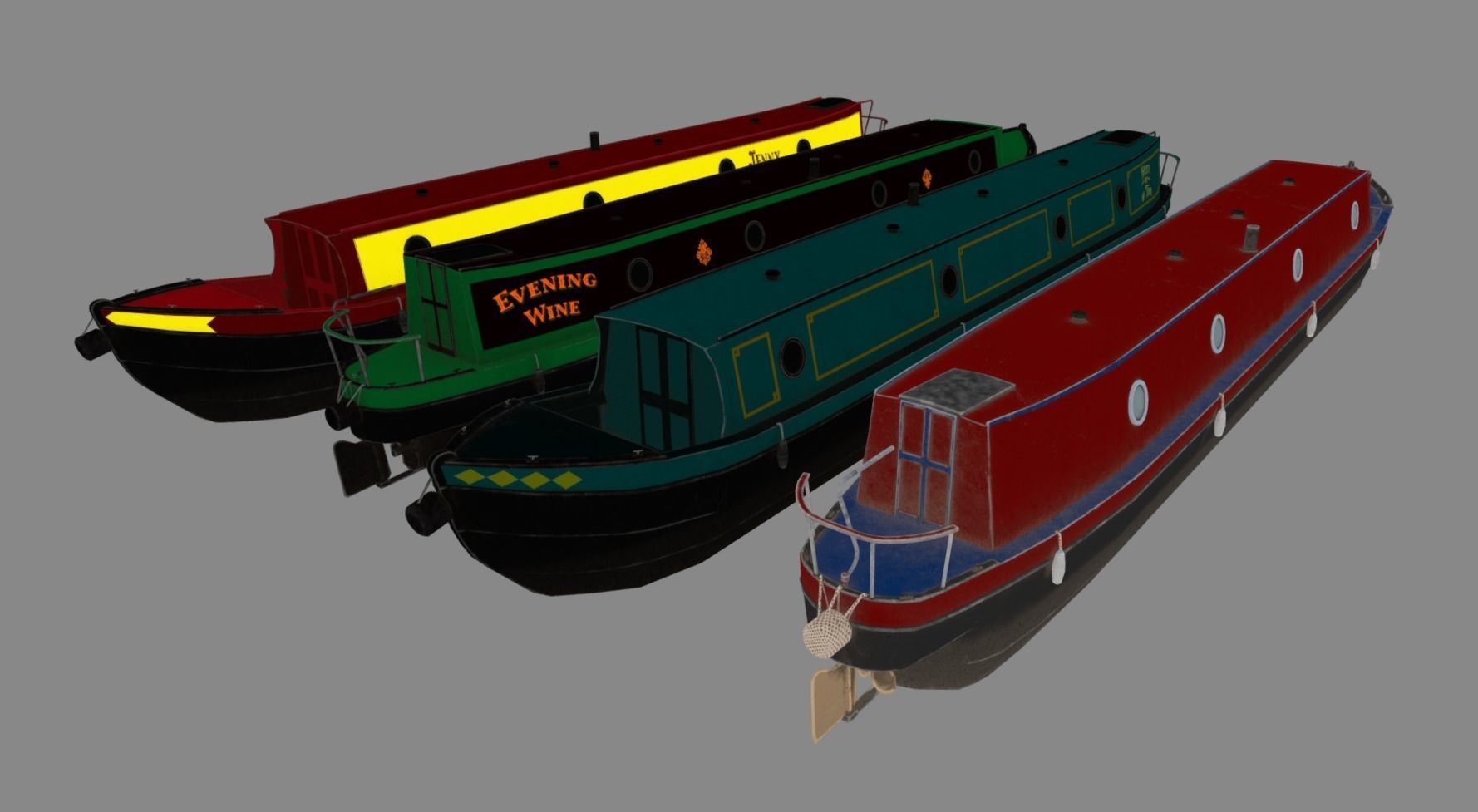 3D model Narrowboat british narrowboats VR / AR / low-poly | CGTrader