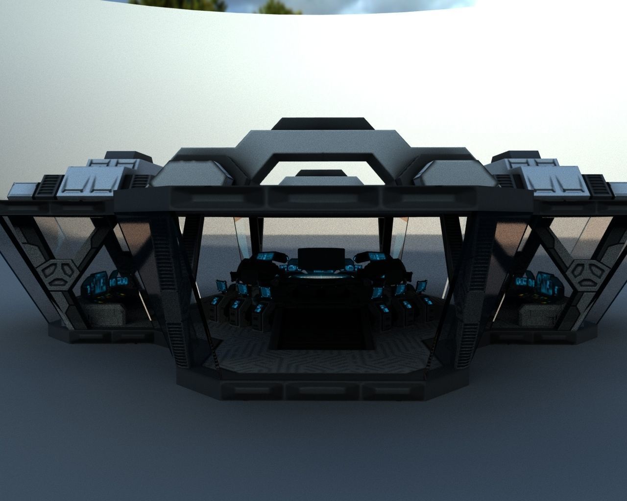 3D model Sci-Fi Military Building - Control Room VR / AR / low-poly ...