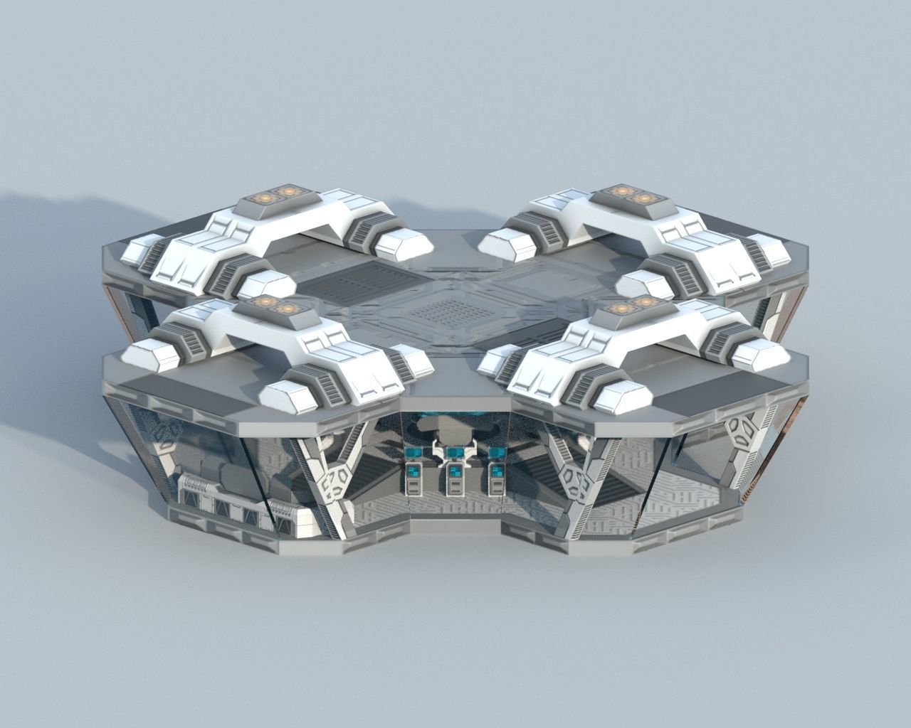 3D model Sci-Fi Military Building - Control Room VR / AR / low-poly ...