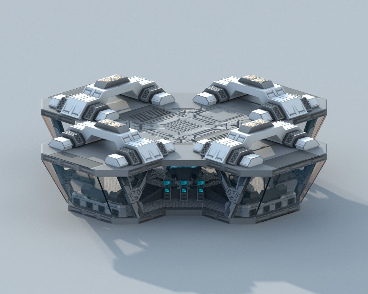 3D model Sci-Fi Military Building - Control Room VR / AR / low-poly ...
