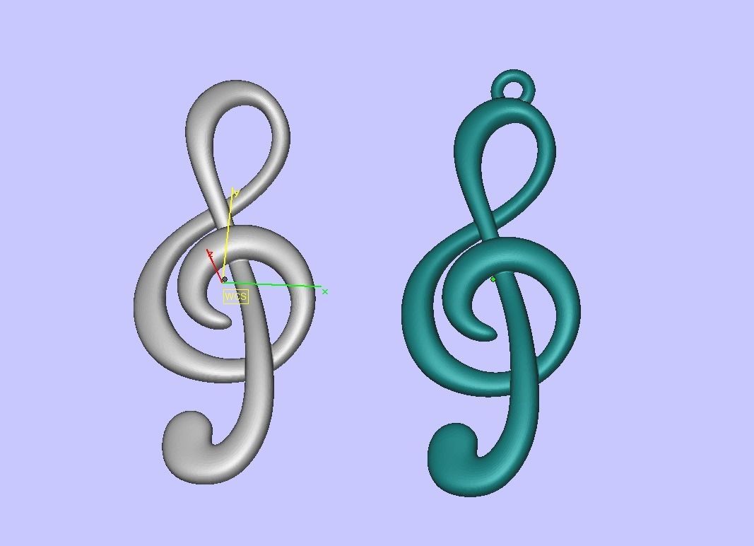 Music Note Treble Clef Note Necklace Pendant music 3dmodel 3D model 3D ...