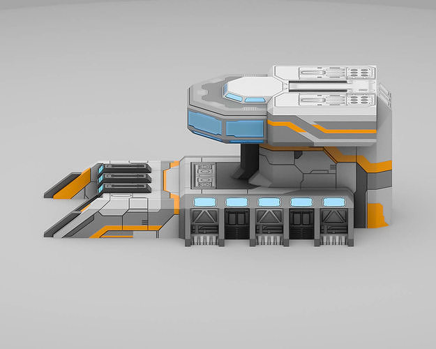 3D model Sci-Fi Military Building - Military Barrack VR / AR / low-poly ...