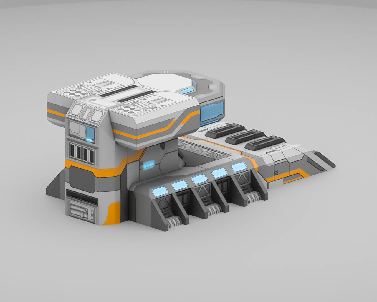 3D model Sci-Fi Military Building - Military Barrack VR / AR / low-poly ...