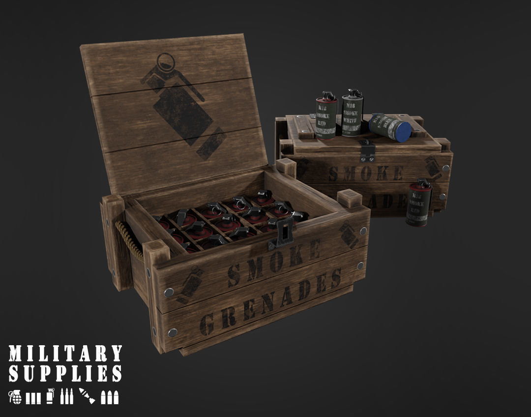 3D model Military Supplies Pack - Smoke Grenade Boxes VR / AR / low ...