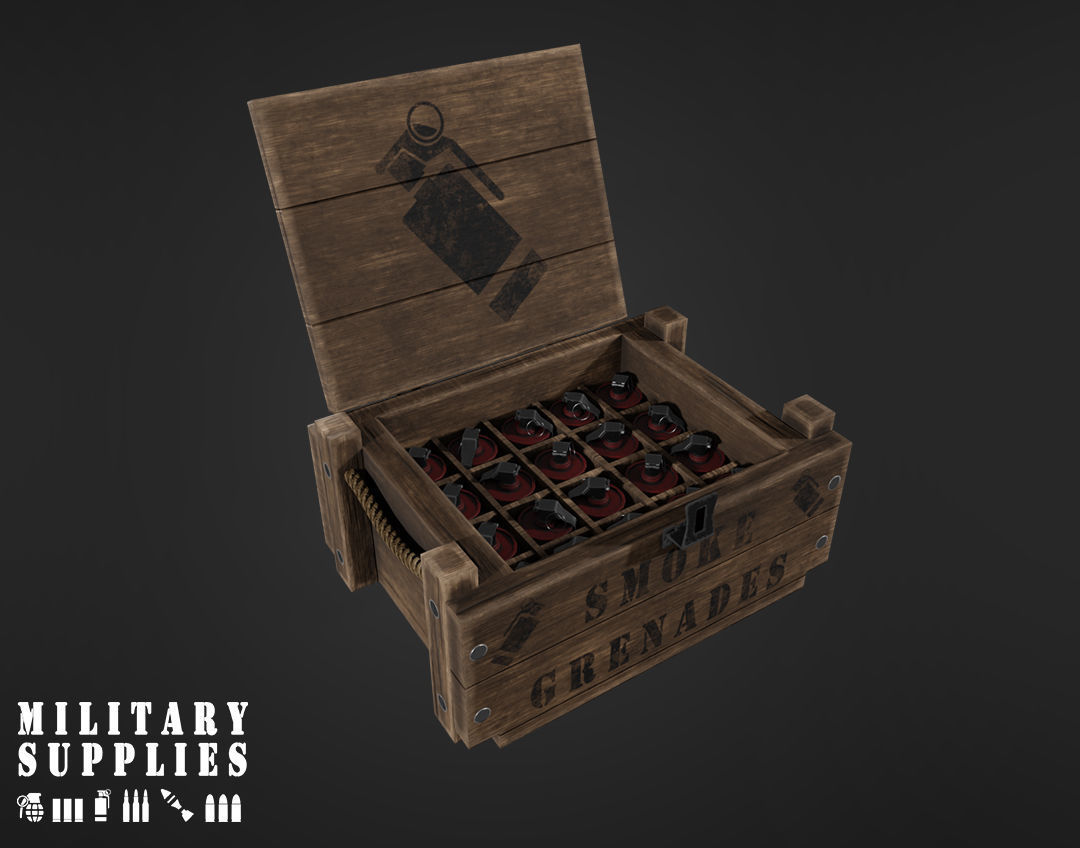 3D model Military Supplies Pack - Smoke Grenade Boxes VR / AR / low ...