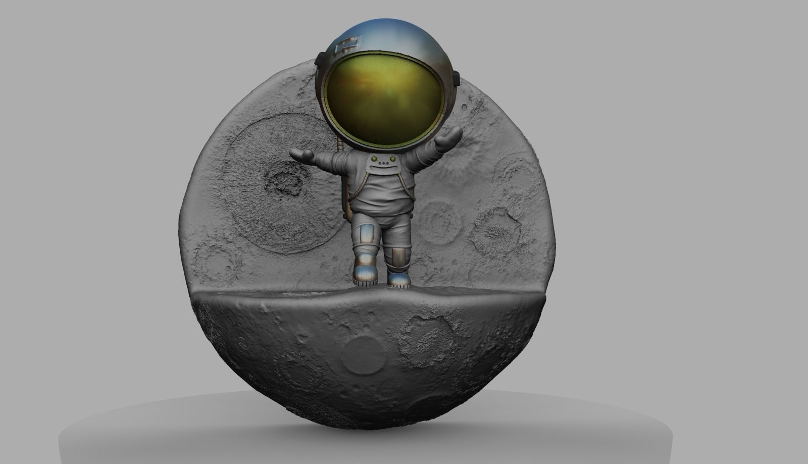CUTE CHIBI SPACEMAN ON EDGE OF MOON 3D PRINT MODEL 3D model 3D ...