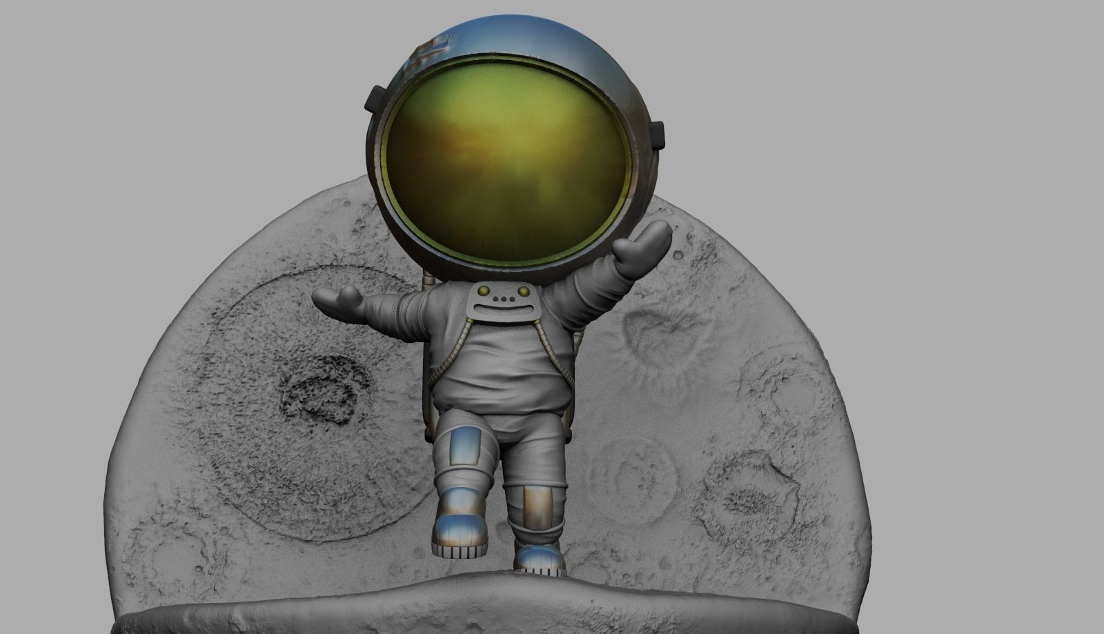 CUTE CHIBI SPACEMAN ON EDGE OF MOON 3D PRINT MODEL 3D model 3D ...