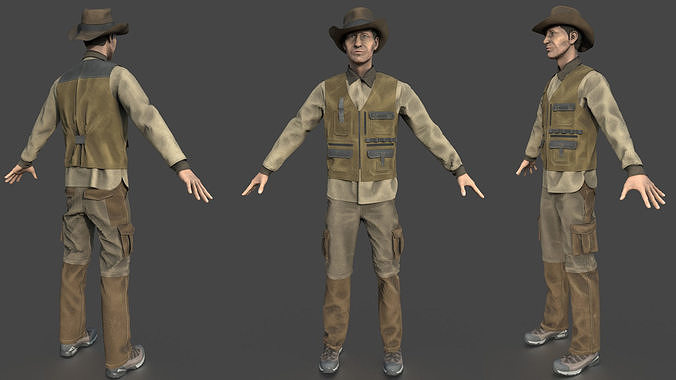 EXPLORER man in cowboy outfit 3D model | CGTrader