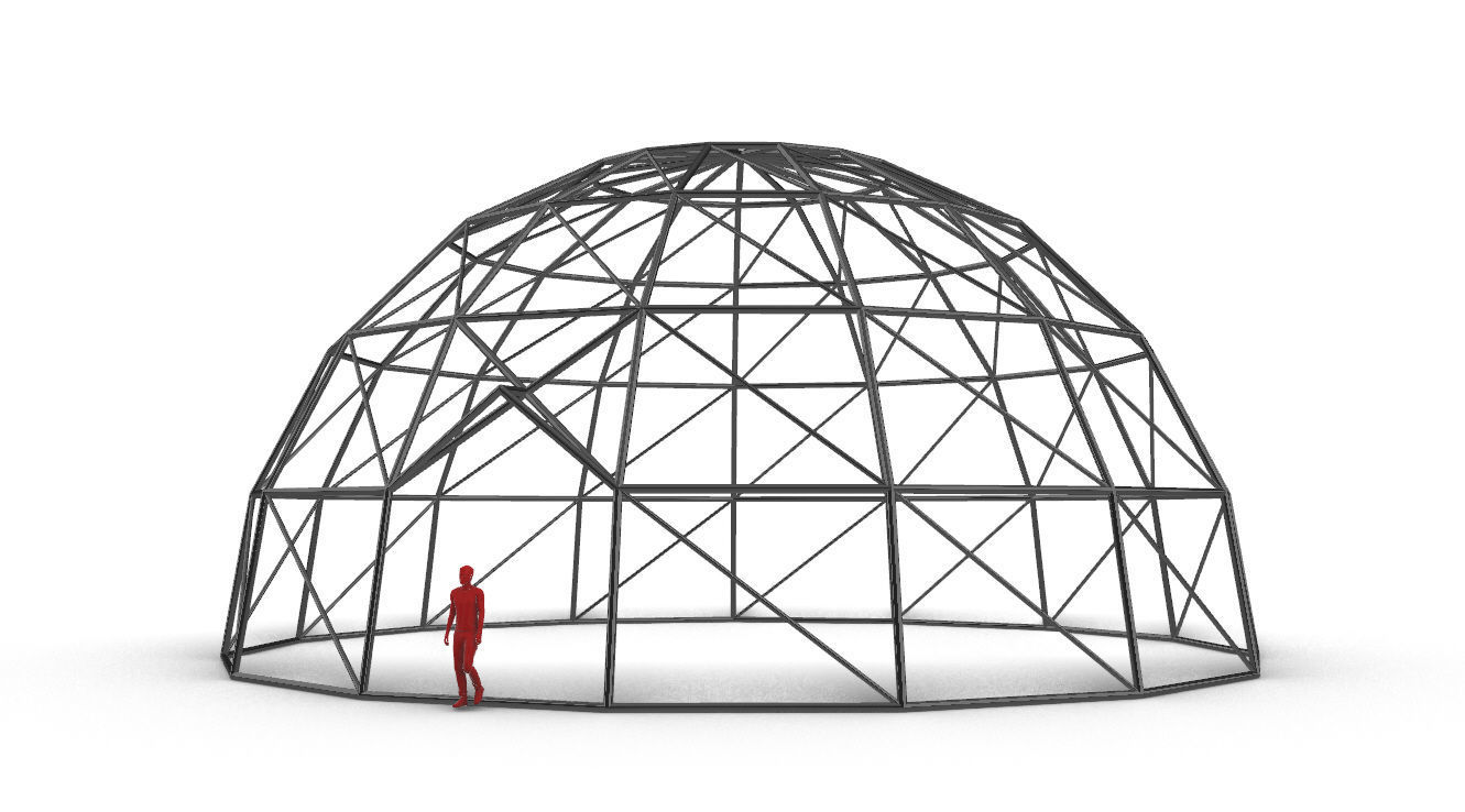 Dome wire-frame structure with Diagonal reinforcement and entry 3D ...