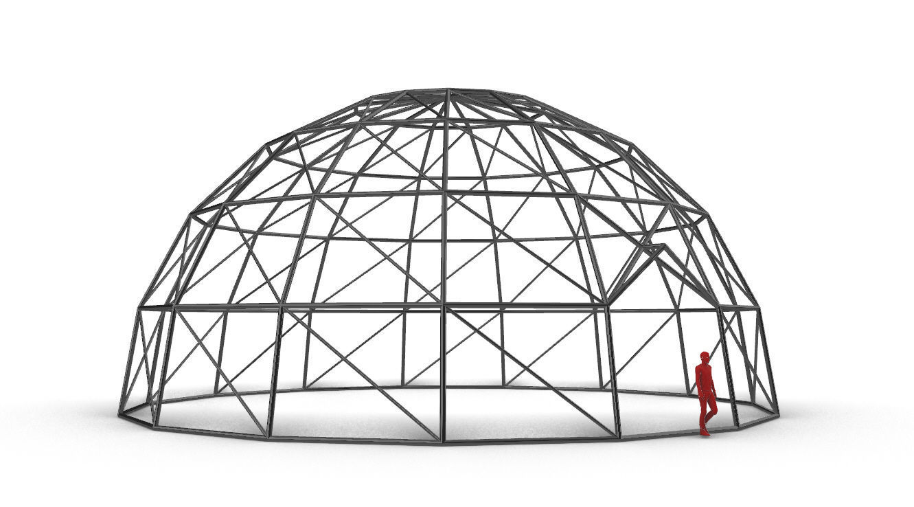 Dome wire-frame structure with Diagonal reinforcement and entry 3D ...