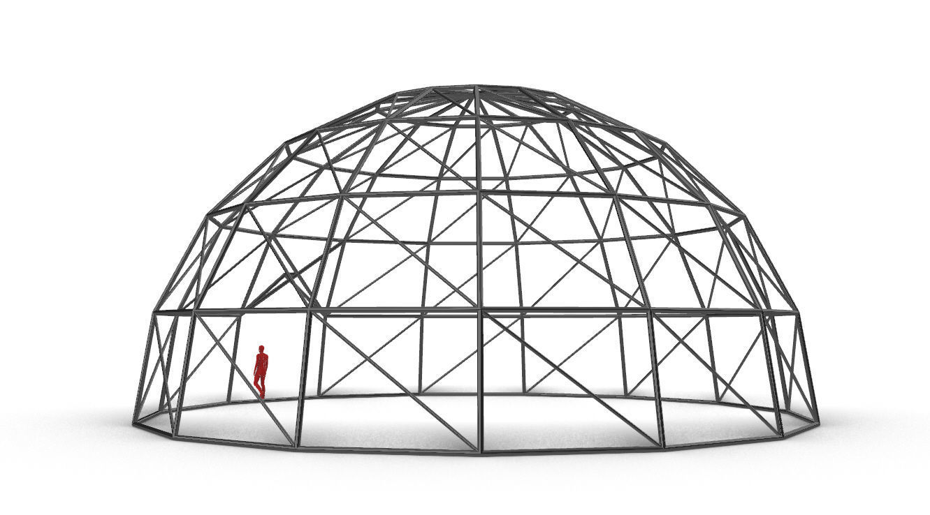 Dome wire-frame structure with Diagonal reinforcement and entry 3D ...