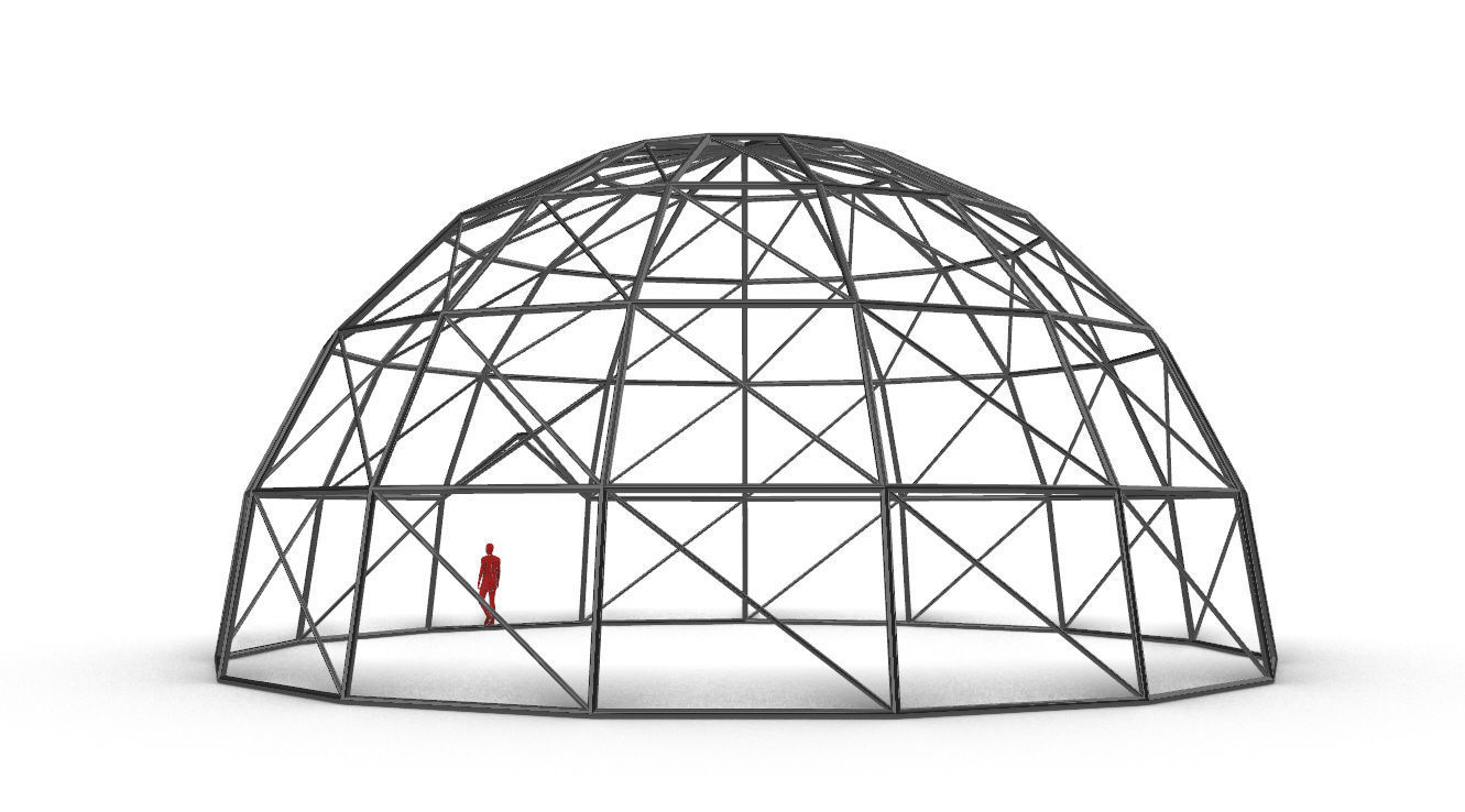 Dome wire-frame structure with Diagonal reinforcement and entry 3D ...