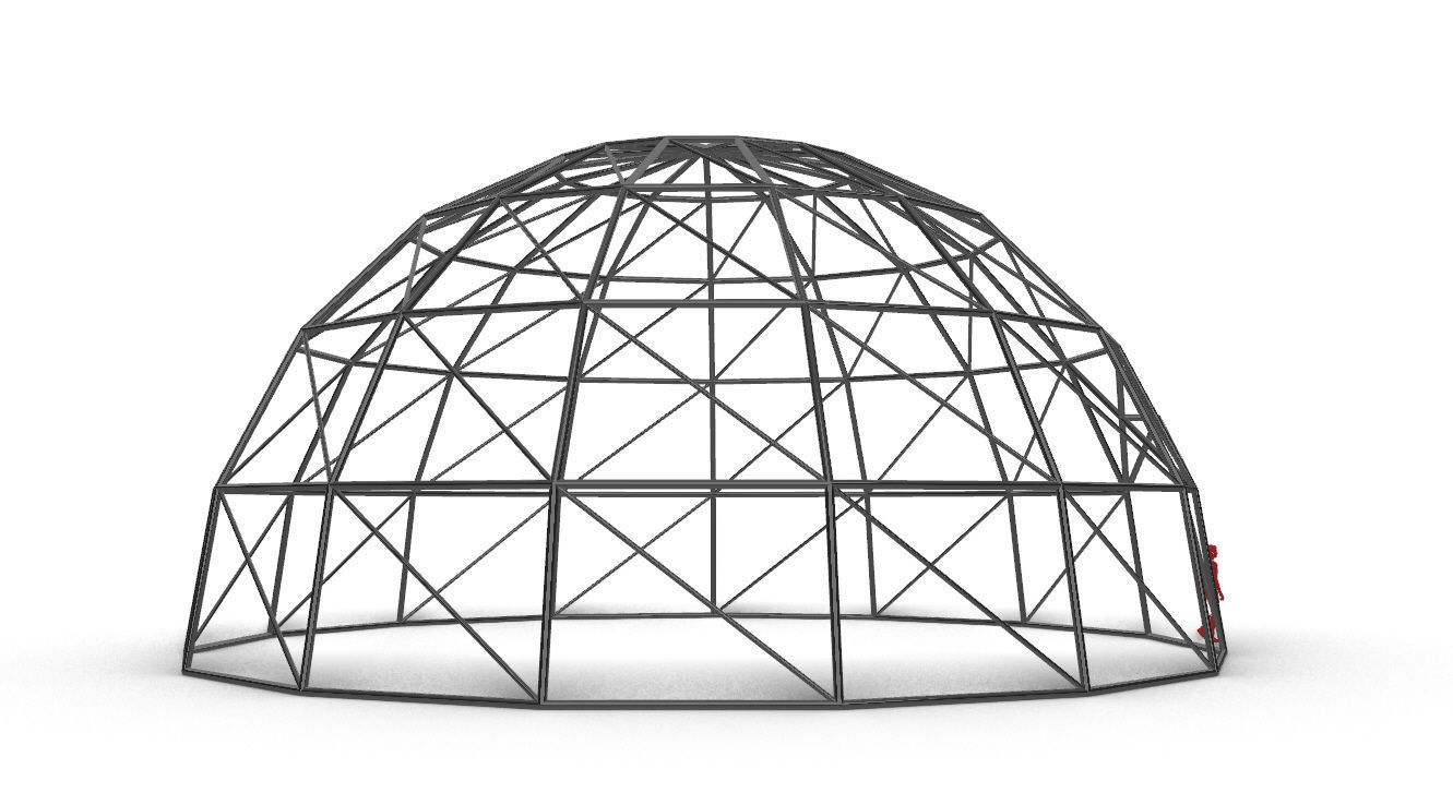 Dome wire-frame structure with Diagonal reinforcement and entry 3D ...