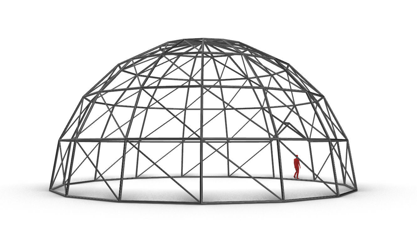 Dome wire-frame structure with Diagonal reinforcement and entry 3D ...