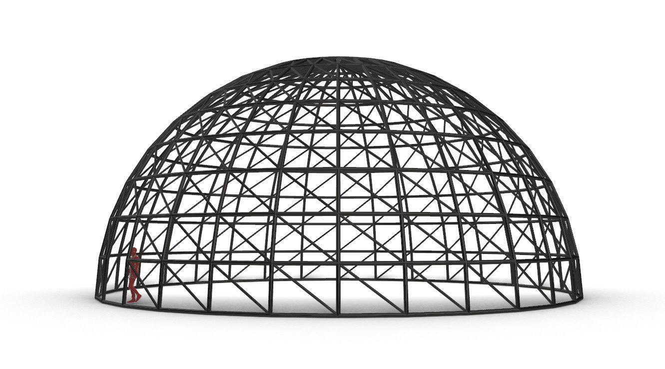 Dome wire-frame structure with Diagonal reinforcement v3 3D model ...