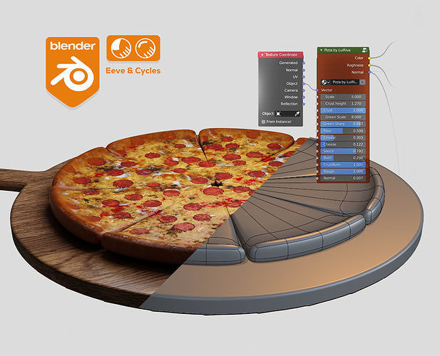 3D model Pizza material Procedural and game ready model VR / AR / low ...
