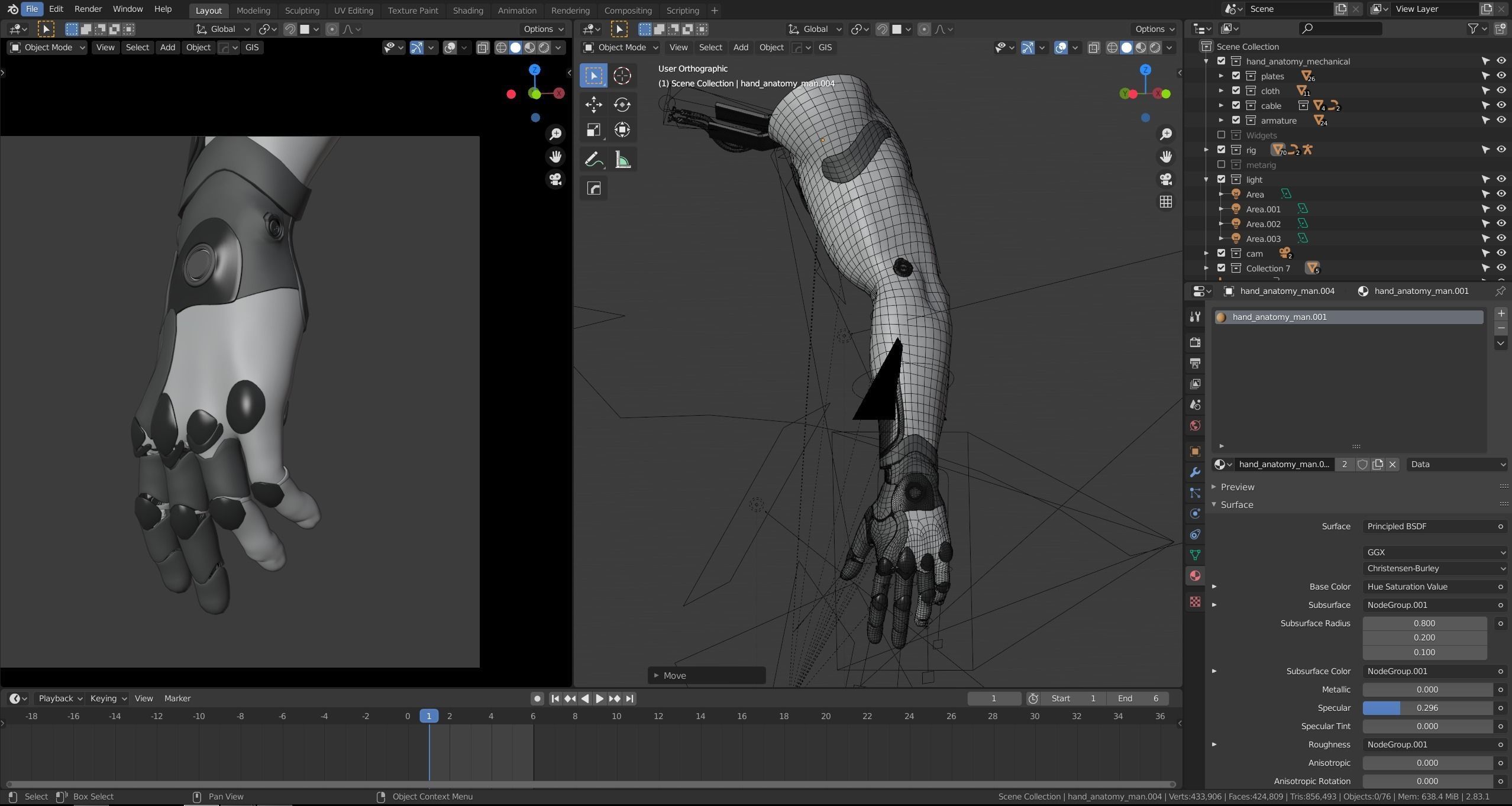 Fps Hand Anatomy Mechanical 04 3d Model Animated Rigged Cgtrader