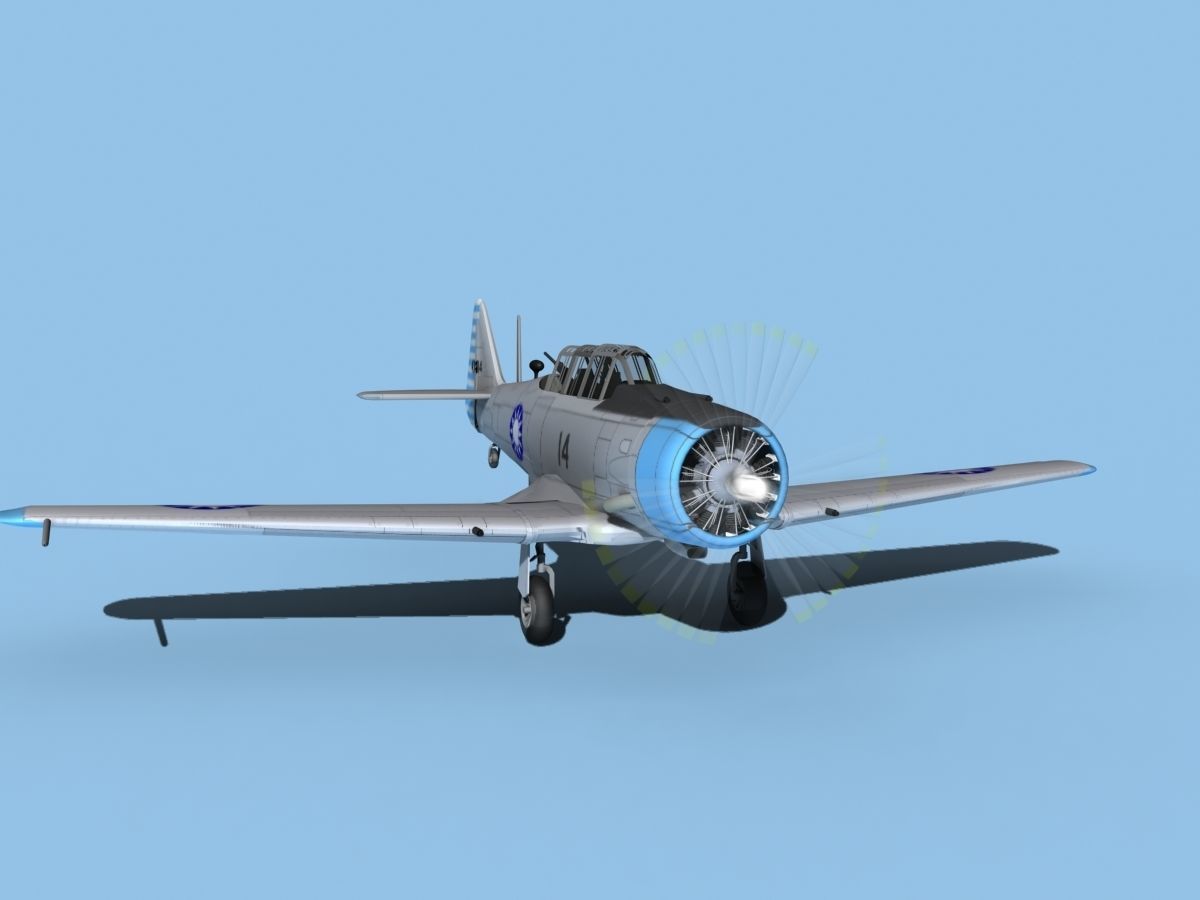 North American AT-6 Texan V08 ROCAF 3D model animated rigged | CGTrader