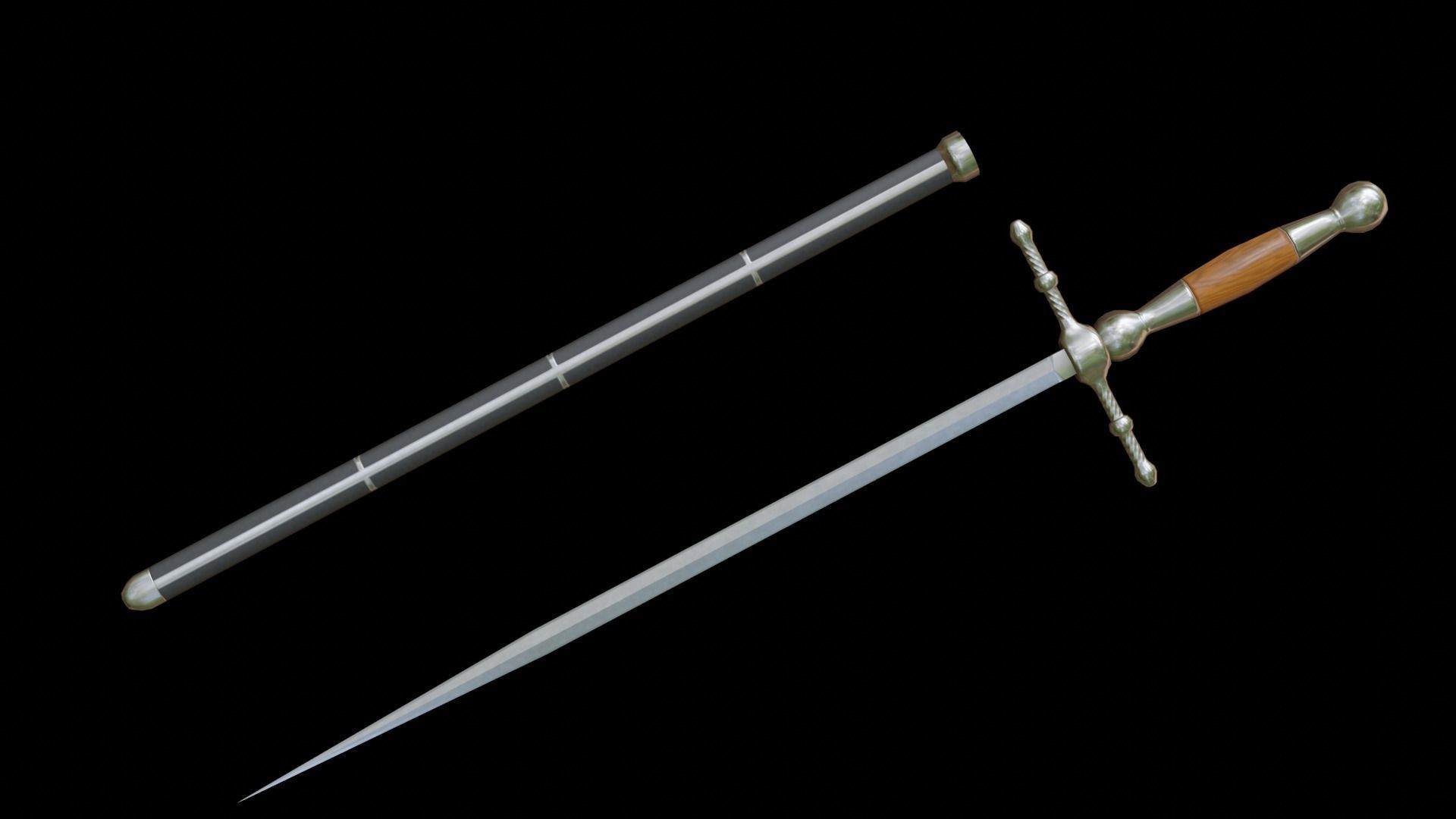 3D model Dagger Stiletto with Sheath VR / AR / low-poly | CGTrader