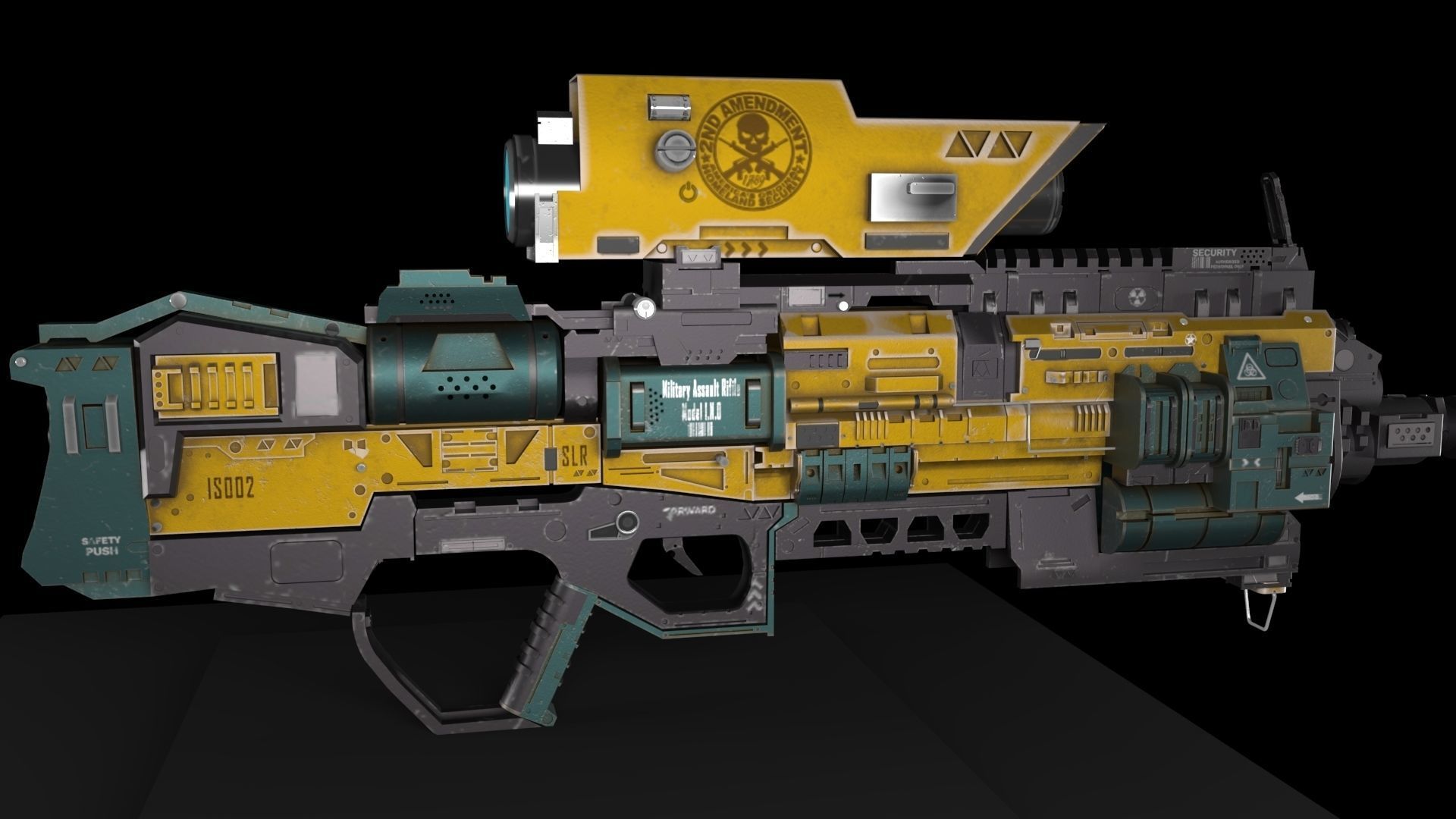 High poly gun model futuristic weapon 3D model | CGTrader