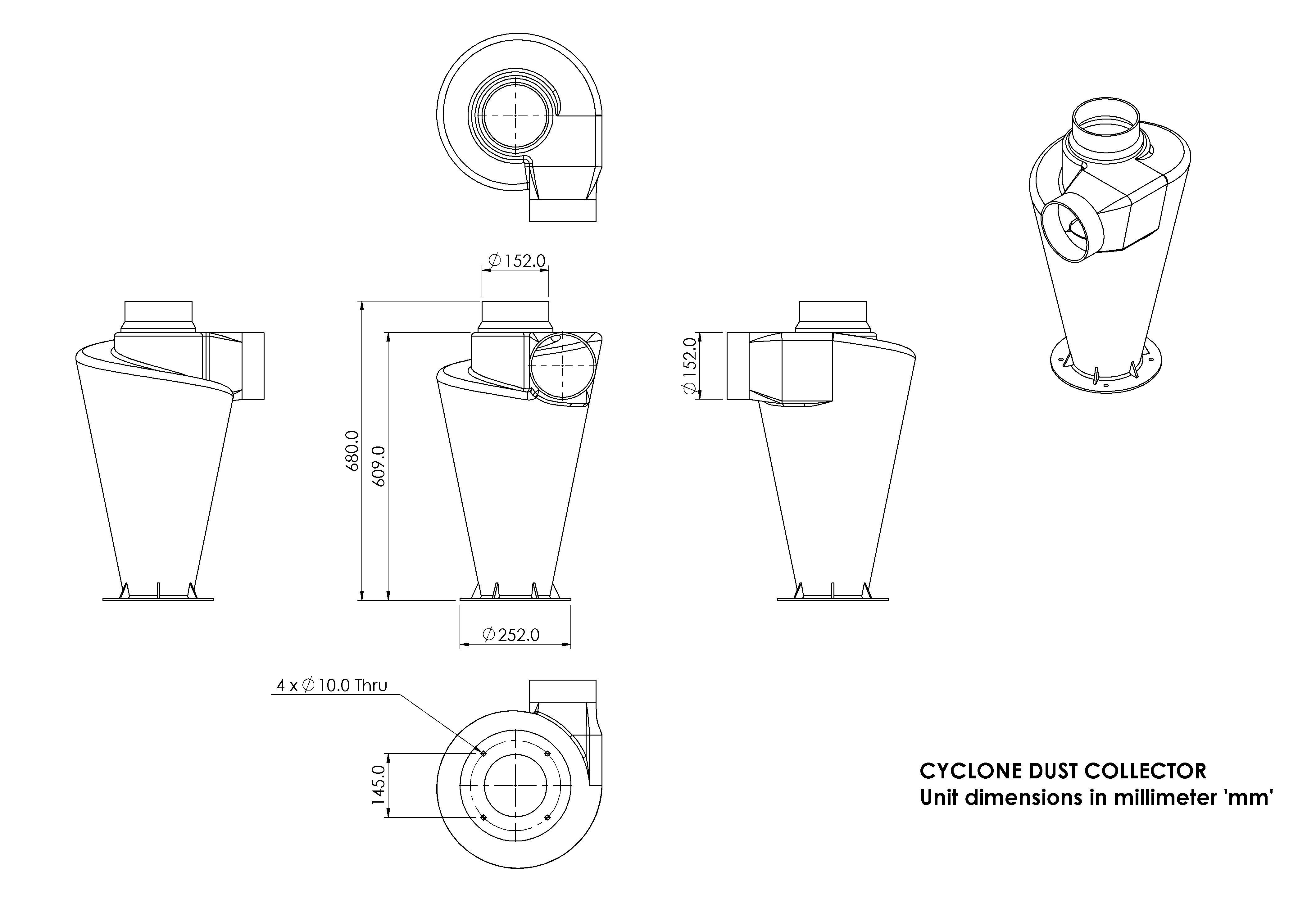 Cyclone dust collector 3D model 3D printable | CGTrader