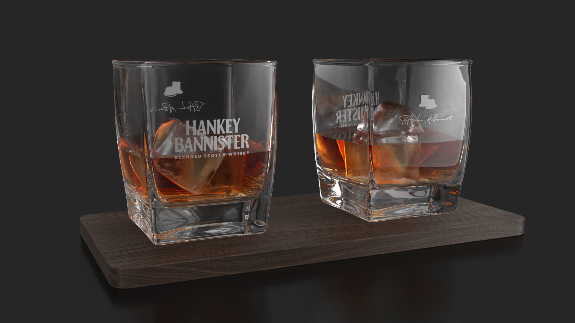 Hankey Bannister 21 YO Scotch Premium Whisky with Glass Drink 3D model ...