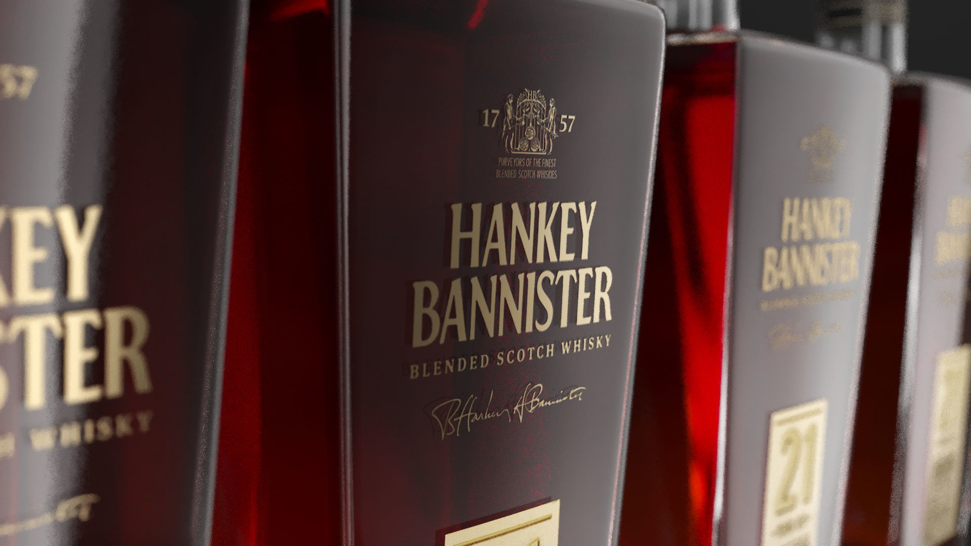 Hankey Bannister 21 YO Scotch Premium Whisky with Glass Drink 3D model ...