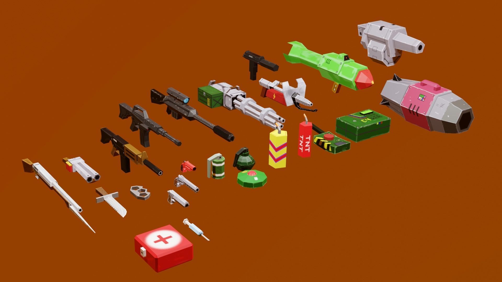 3D model Weapon pack for mobile game VR / AR / low-poly | CGTrader