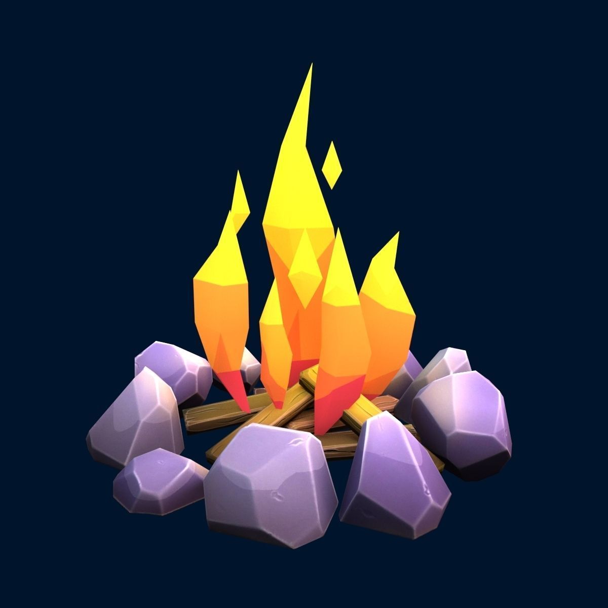 3D model Stylized bonfire VR / AR / low-poly | CGTrader