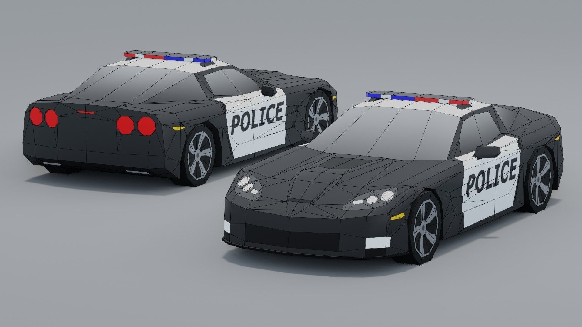 3D model Low Poly Police car pack VR / AR / low-poly | CGTrader