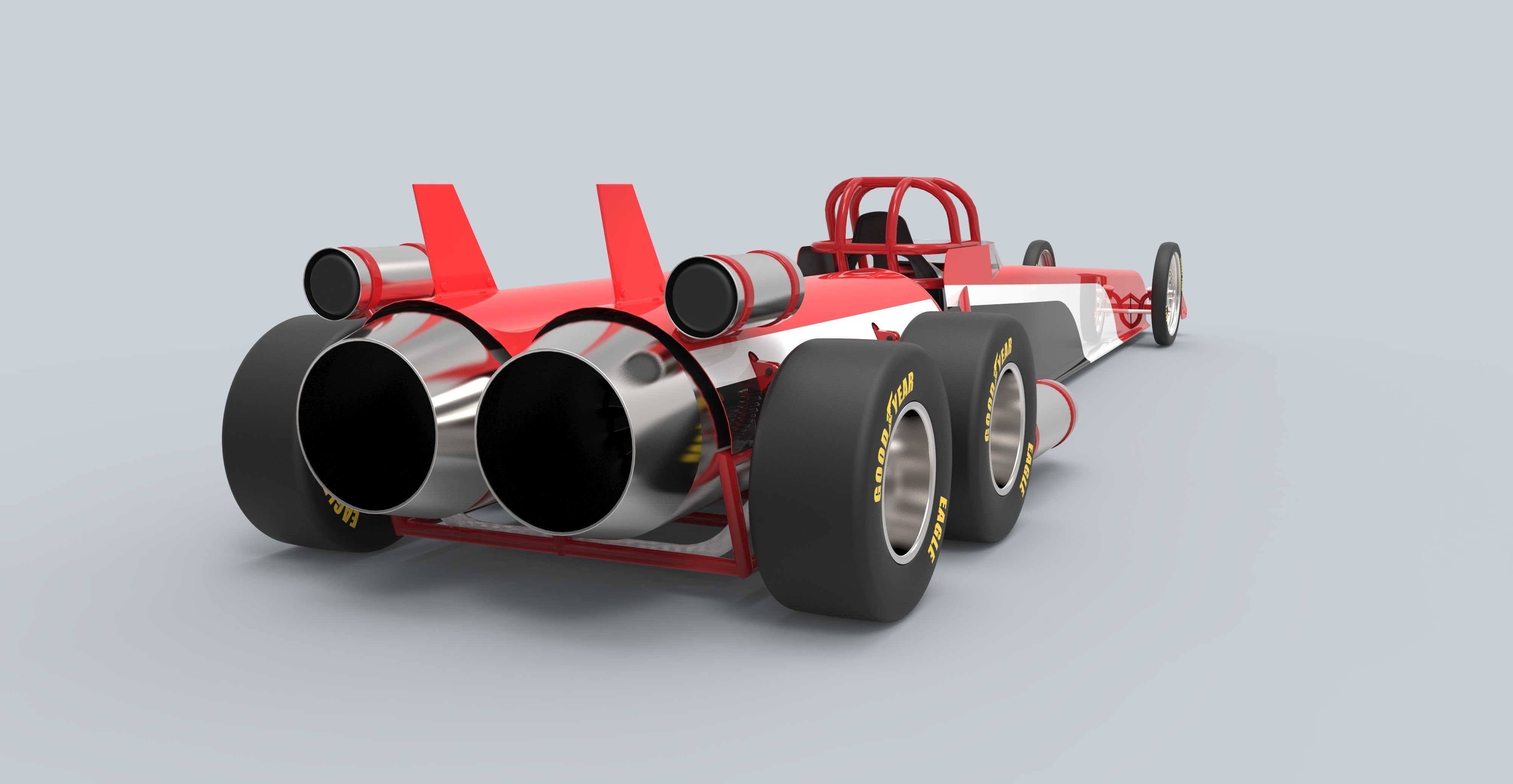 Twin-engined jet dragster 3D model | CGTrader