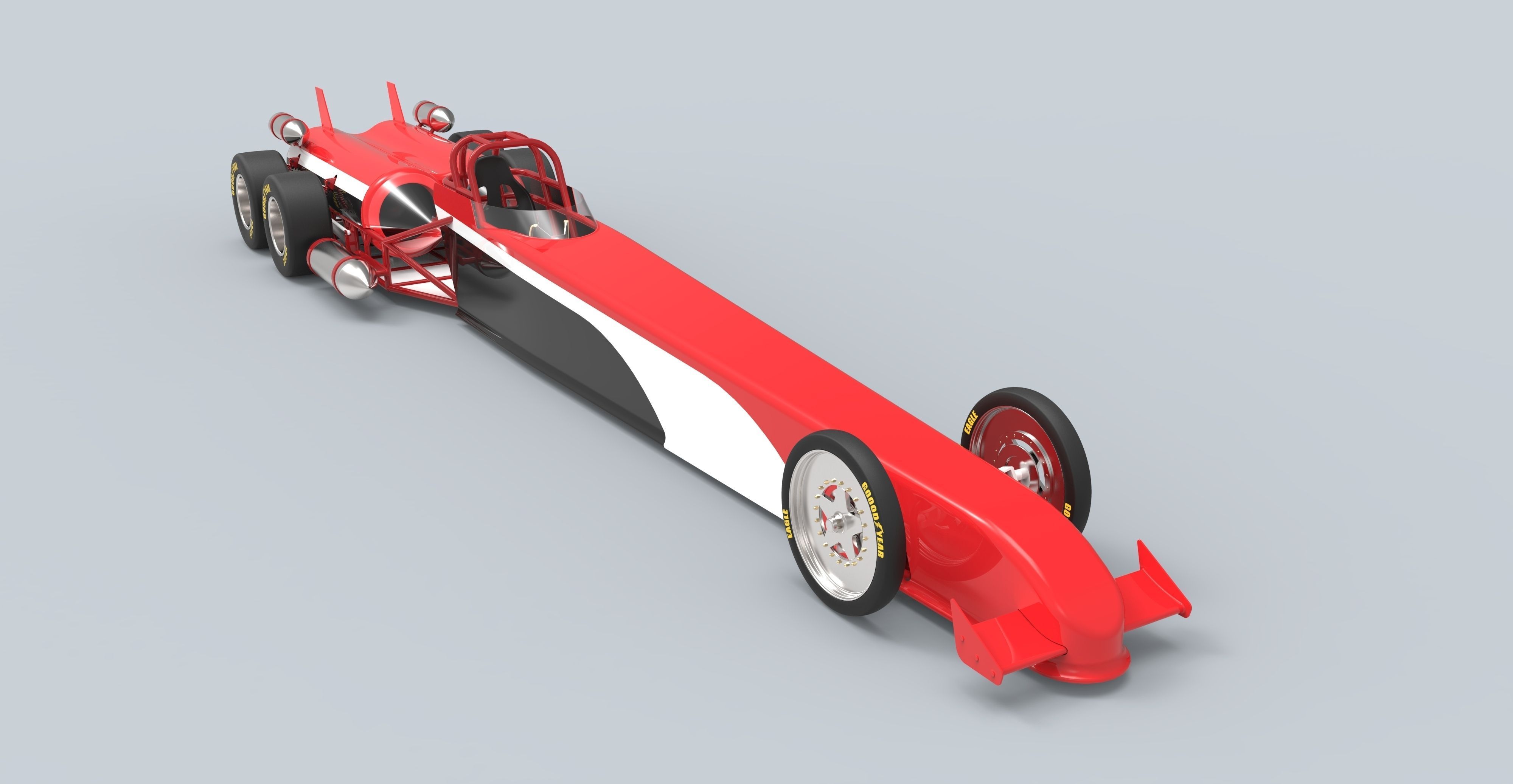 Twin-engined jet dragster 3D model | CGTrader