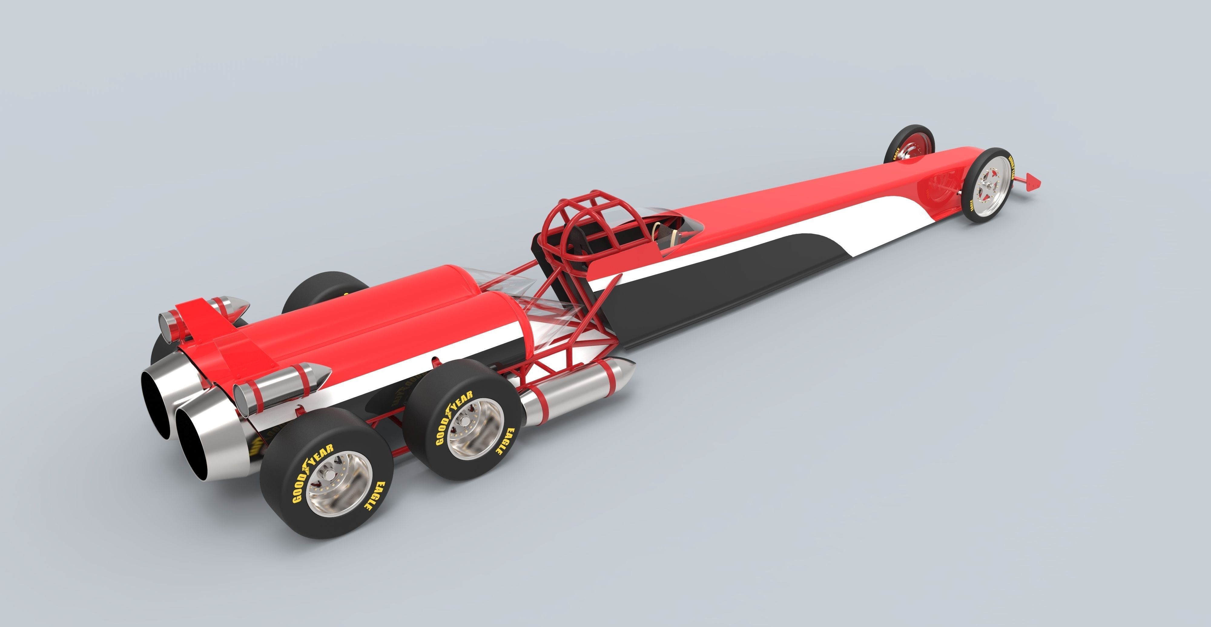 Twin-engined jet dragster 3D model | CGTrader