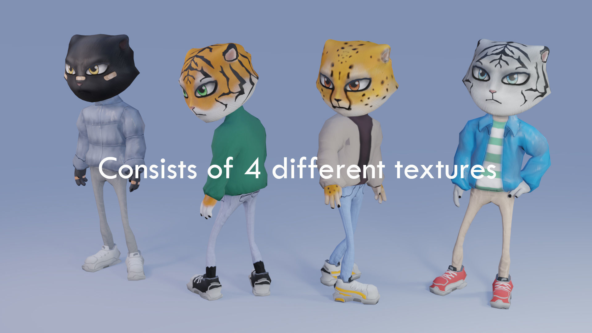 Low Poly Stylish Animal - Wildcat Pack free VR / AR / low-poly 3D model ...