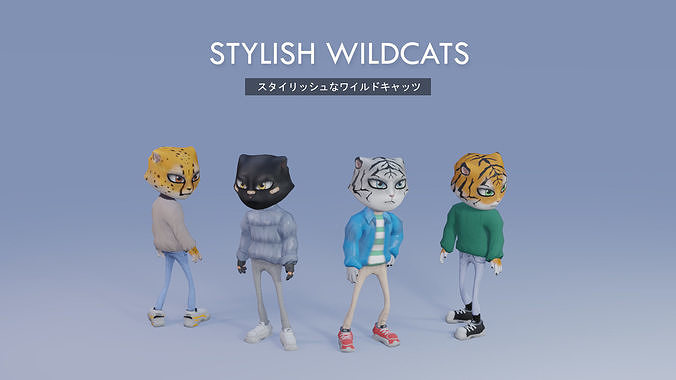 Low Poly Stylish Animal - Wildcat Pack free VR / AR / low-poly 3D model ...