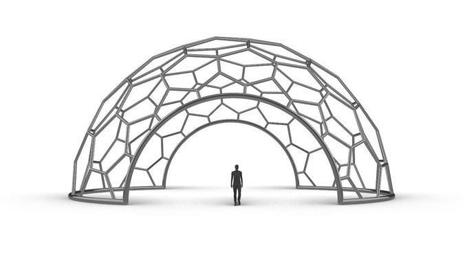 Hexagonal Dome structure Geodesic Like Wireframe Design V2 3D model ...
