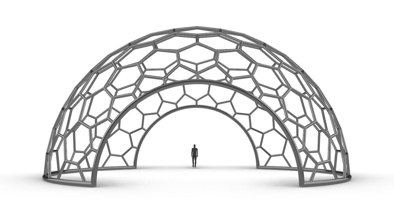 Hexagonal Dome structure Geodesic Like Wireframe Design V2 3D model ...
